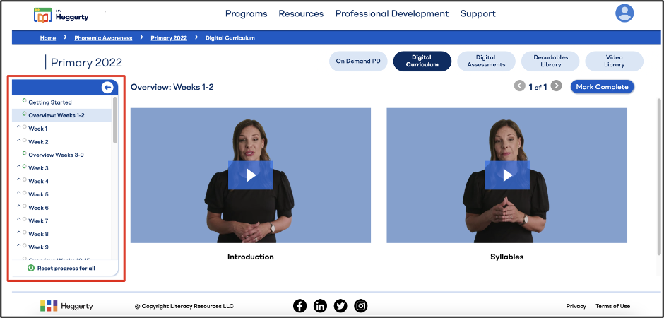 How do I navigate the Digital Curriculum on myHeggerty?