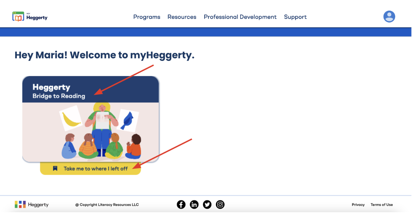 How do I get started with the Bridge to Reading resources on myHeggerty?