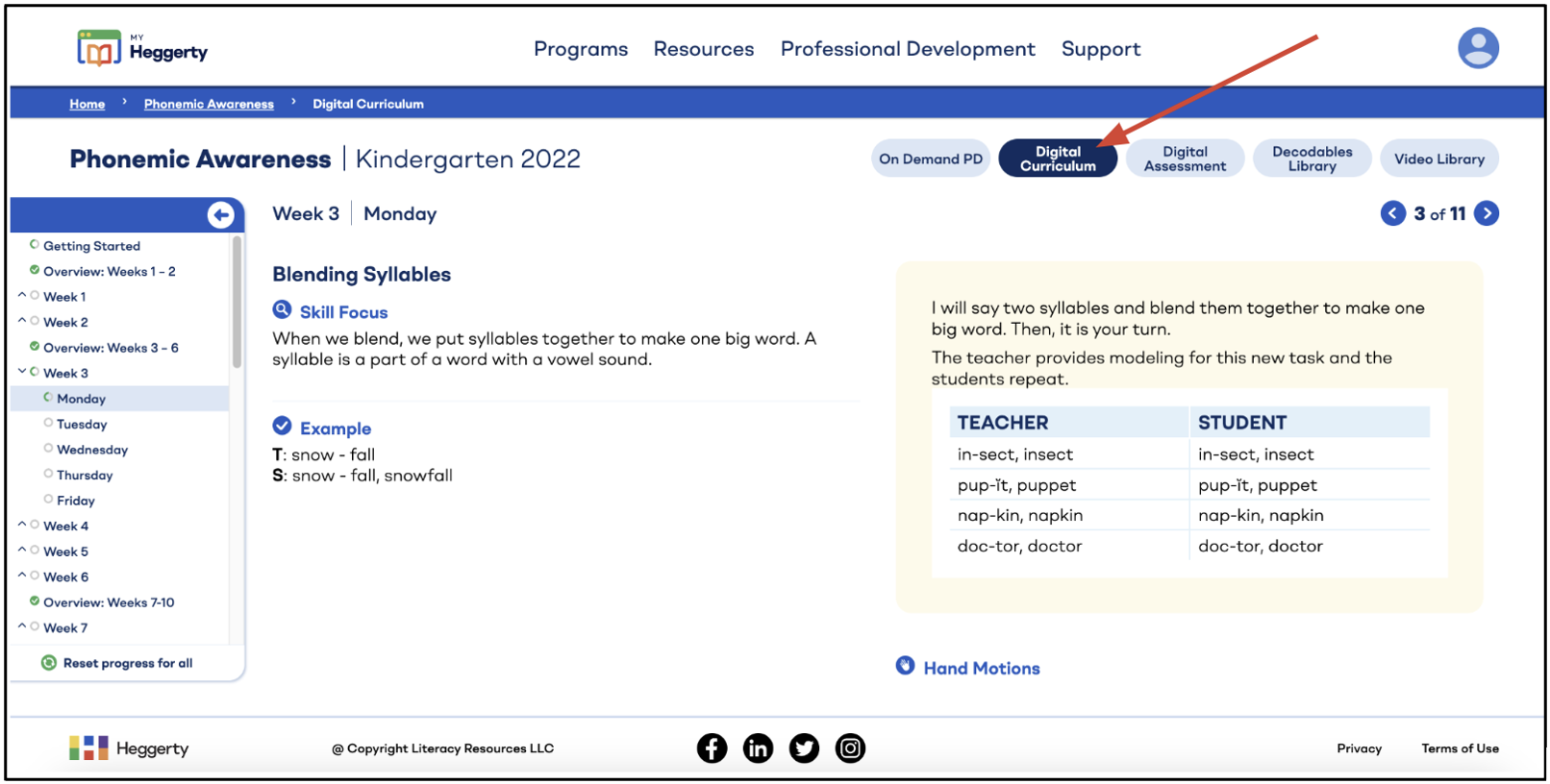 How do I navigate the Digital Curriculum on myHeggerty?