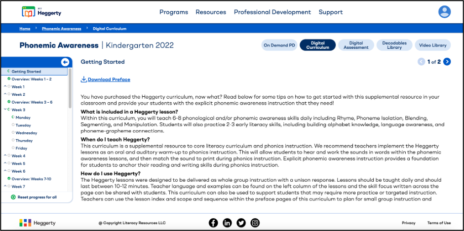 How do I navigate the Digital Curriculum on myHeggerty?